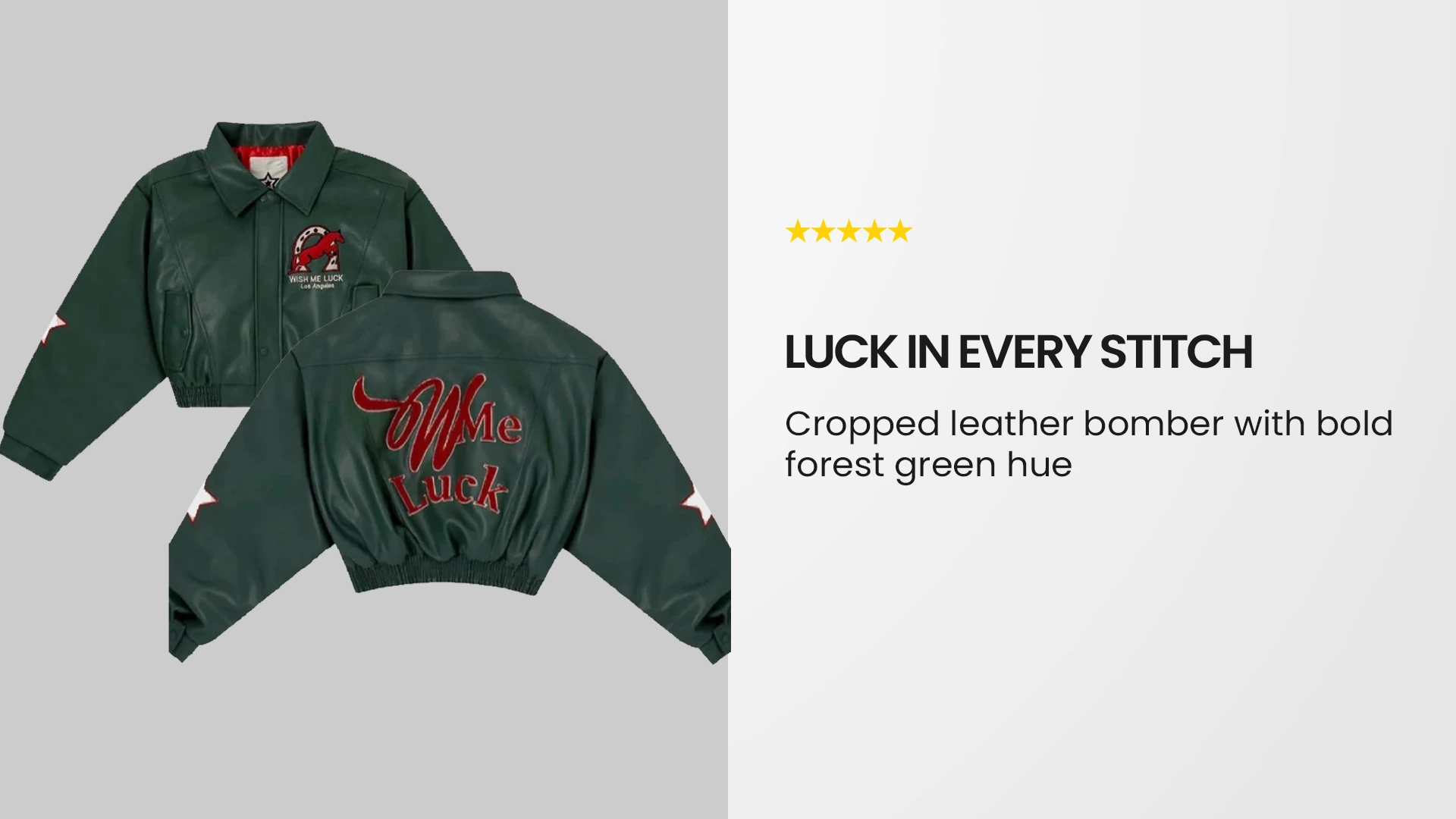 Wish Me Luck Green League Bomber Jacket | Cropped Jacket
