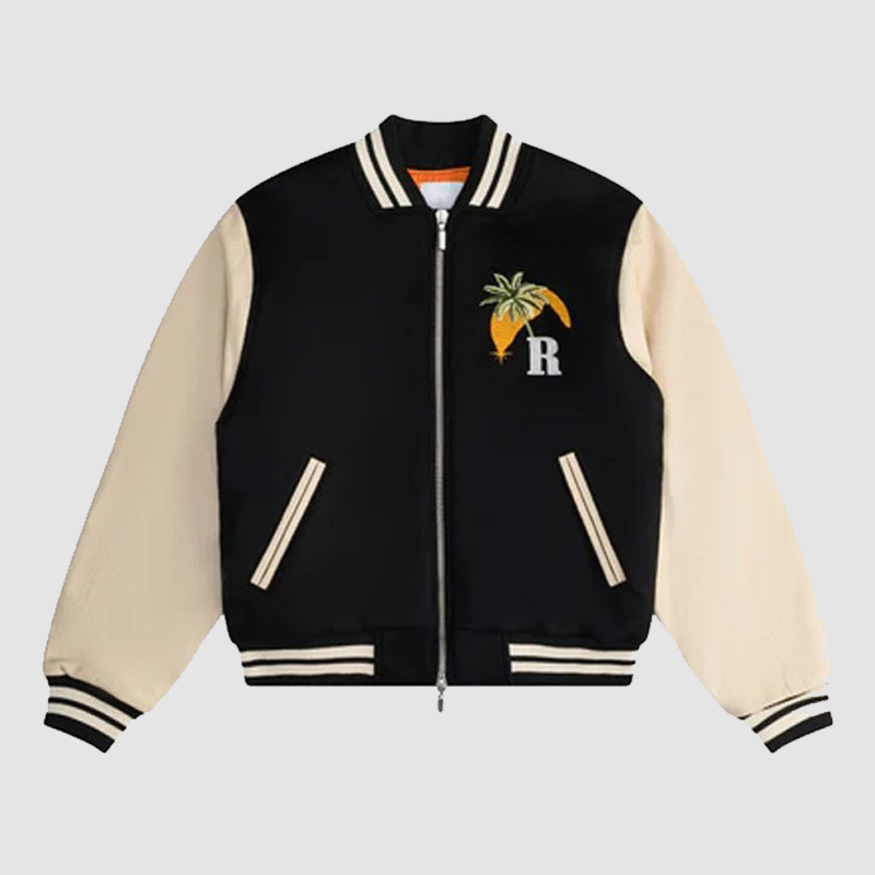 Rhude Gp Varsity Jacket Black & White